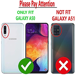 STARSHOP Samsung Galaxy A50 Phone Case, with [Tempered Glass Screen Protector Included], Military Grade Shockproof Drop Protection Phone Cover with Metal Ring Kickstand - Scarlet
