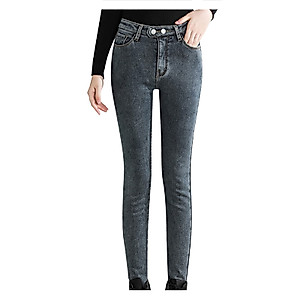 Lined Leggings for Women Winter Warm Elastic Thermal Legging Pants Sherpa Fleece Lined Thick Tights Denim Pant