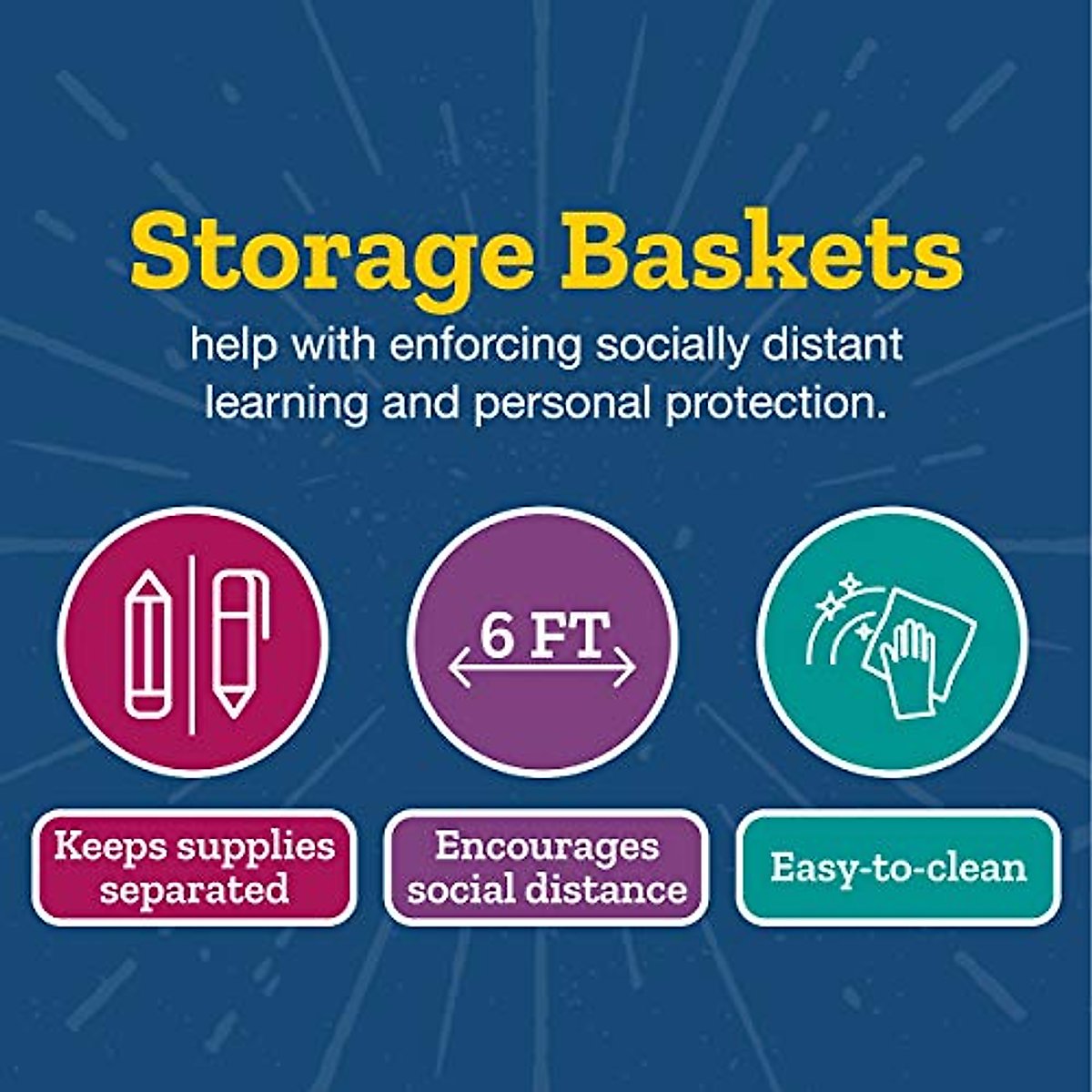 Really Good Stuff - 160016BK Multi-Purpose Plastic Storage Baskets for Classroom or Home Use - Stackable Mesh Plastic Baskets with Grip Handles 13" x 10" (Black - Set of 12)