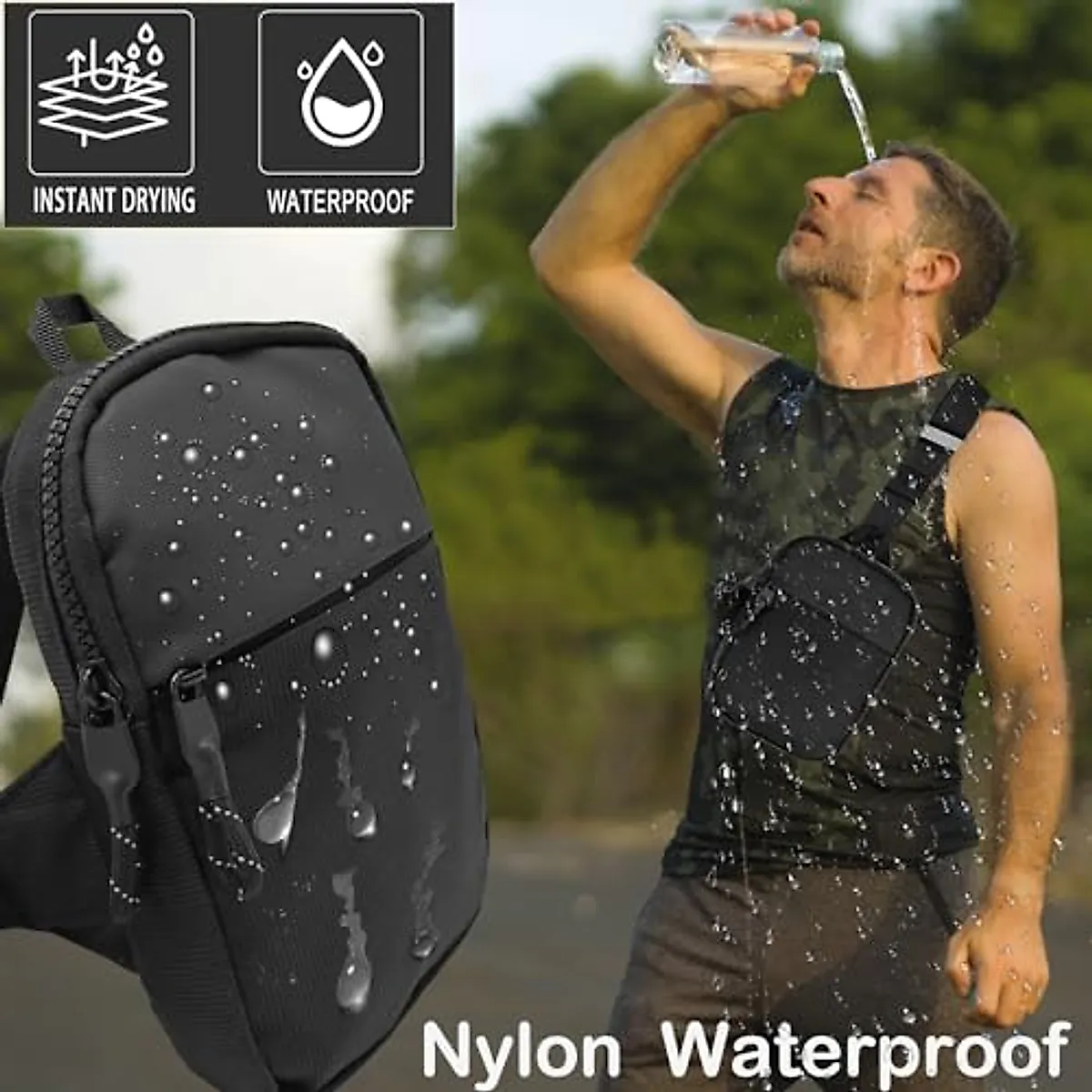 Mini Sling Bag Men Small Crossbody Bag Phone Chest Bag Women Fanny Packs Casual Personal Pocket Backpack Anti-Thief Shoulder Bag Travel Hiking