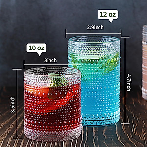 Lumkit Vintage Hobnail Driinking Glasses Set, Glassware Drinking Set of 8, 12 oz Highball Glasses & 10 oz Cocktail Glasses, Tumbler Glasses for Cocktails, Whiskey, Juice, Milk