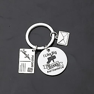 UJIMS Postman Keychain with Postcard Letter Charms Mail Carrier Gift Appreciation Gift for Postal Worker (Postman Keychain)