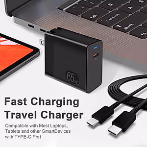 65W 45W Dell Chromebook Charger Replacement, GaN USB-C Laptop Charger for Dell Latitude 5420 7420 5520 7390 7370 5285 5289 5290 7275 7285 7400 7410 5179