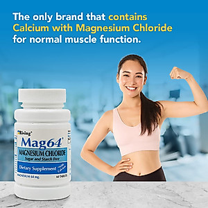 Rising Pharma - Mag64 Magnesium Chloride with Calcium Tablets - 60 Counts