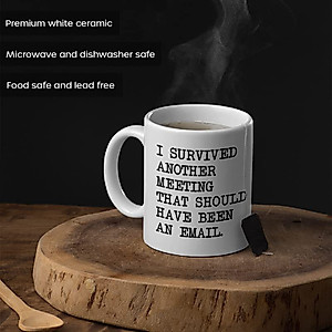 Switzer Kreations I survived another meeting... should have been an email - Funny coffee mug 11OZ 15OZ Ceramic - Best gift or souvenir - SHIPS FROM USA (15 OZ)