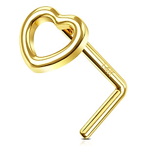 MeIighting 14K Gold Nose Rings 20G Star Nose Stud L Shaped Heart Nose Piercing Jewelry for Women Men Real Gold Body Piercing Jewelry Woman