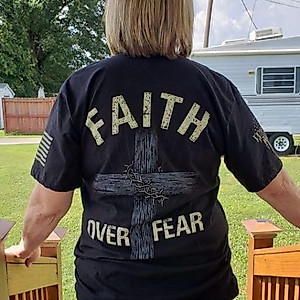 Warrior 12 Faith Over Fear T-Shirt, Christian Shirts for Men, God Shirts for Men, Military, Patriotic, Apparel - Black, Medium