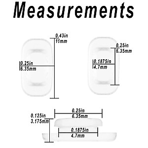 GMS Optical Premium Grade Soft Silicone - Rectangle Shaped Nose Pads (Slide/Push-in) 11MM (5 Pair, Rectangle - Clear (11mm))