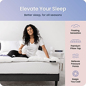 Moon Pod Cloud Cover Mattress Topper - Plush Pillow Top Accessory | Upgrade Your Mattress with a Foam & Microfiber Blend for a Cool, Zero-Gravity Floating Sleep Sensation - Queen Pillow Top Cover