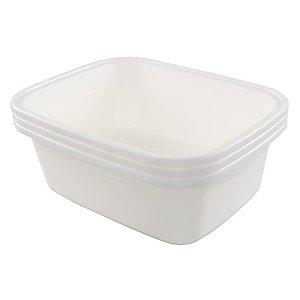 Nicesh 18 Quart Large Dish Pan, 3-Pack Plastic Rectangular Wash Basin, White
