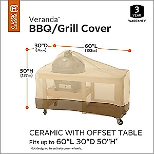 Classic Accessories Veranda Water-Resistant 60 Inch Kamado Ceramic BBQ Grill Cover