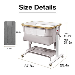 RONBEI Baby Bassinet with Breathing Baby Monitor, Bedside Sleeper with Storage Basket and Wheels, Easy Folding Bassinets for Baby and Monitor Baby Heart Rate Breathing Rate