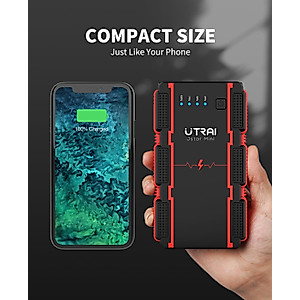 UTRAI Portable Car Jump Starter,1000A Peak 13800mAh Car Battery Jump Starter Pack JS-Mini （Up to 7.5L Gas and 5.5L Diesel Engine）,12V Auto Battery Booster,Lithium Jump Box with LED Light/USB QC3.0
