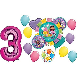 Gabby's 3rd Birthday Party Supplies Dollhouse and Cats Balloon Bouquet Decorations