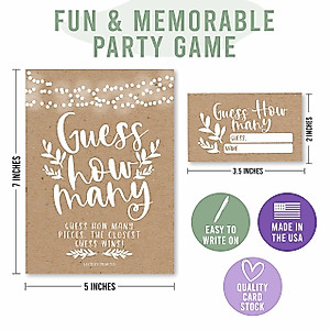 50 Rustic Who Knows Mommy Best, Baby Prediction and Advice Cards etc, 25 Guess How Many Cards - 6 Double Sided Cards Baby Shower Games Funny, How Many Kisses Game Baby Shower Decorations