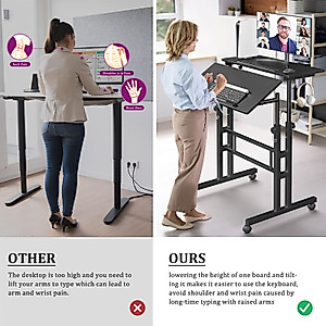 Small Standing Desk with Wheels, Stand Up Desk, Mobile Desk, Portable Standing Desk on Wheels, Standing Desk for Walking Pad, Rolling Desk Adjustable Height, Rolling Computer Desk, Tall Desk on Wheels