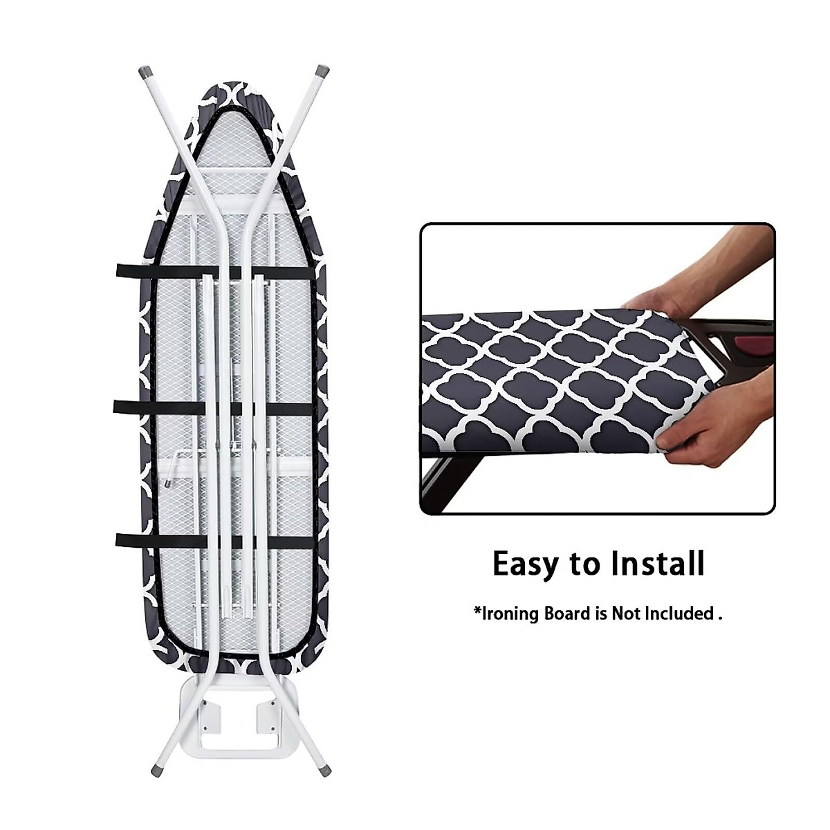 Psesaysky Iron Board Cover Resist Scorching Stretchable Iron Cover for Ironing Lattice Moroccan Geometric Trellis Soft Table Top Ironing Board Cover
