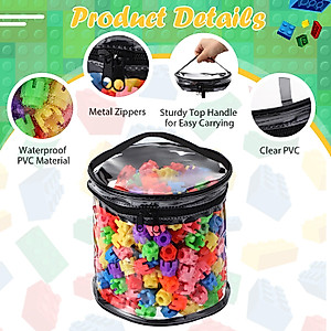 Ribbonlic 6 Pcs Toy Storage Bags, PVC Clear Toy Organizing Bags with Zipper, Waterproof Toy Bags for Board Games, Building Blocks, Puzzles and Small Toys