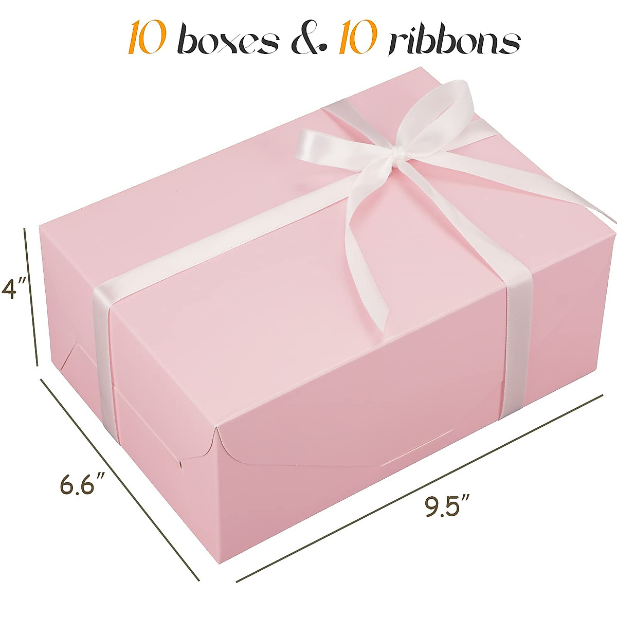 UnicoPak Pink Gift Boxes 10 Pack 9.5x6.6x4 Inches, Gift Boxes for Presents, Bridesmaid Proposal Box, Gift Box for Wedding, Birthday, Baby Shower, Anniversary, Graduation, Christmas