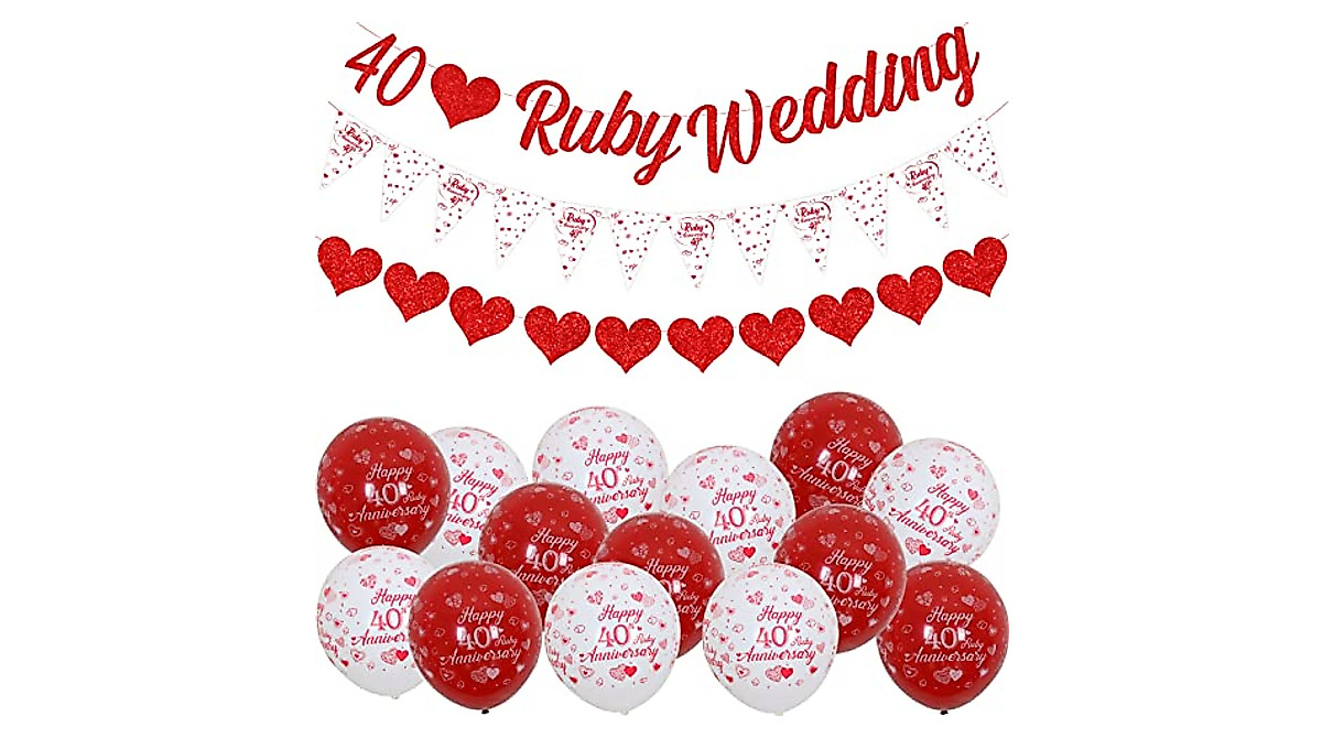 40th Ruby Wedding Decorations Set for 40th Anniversary Party