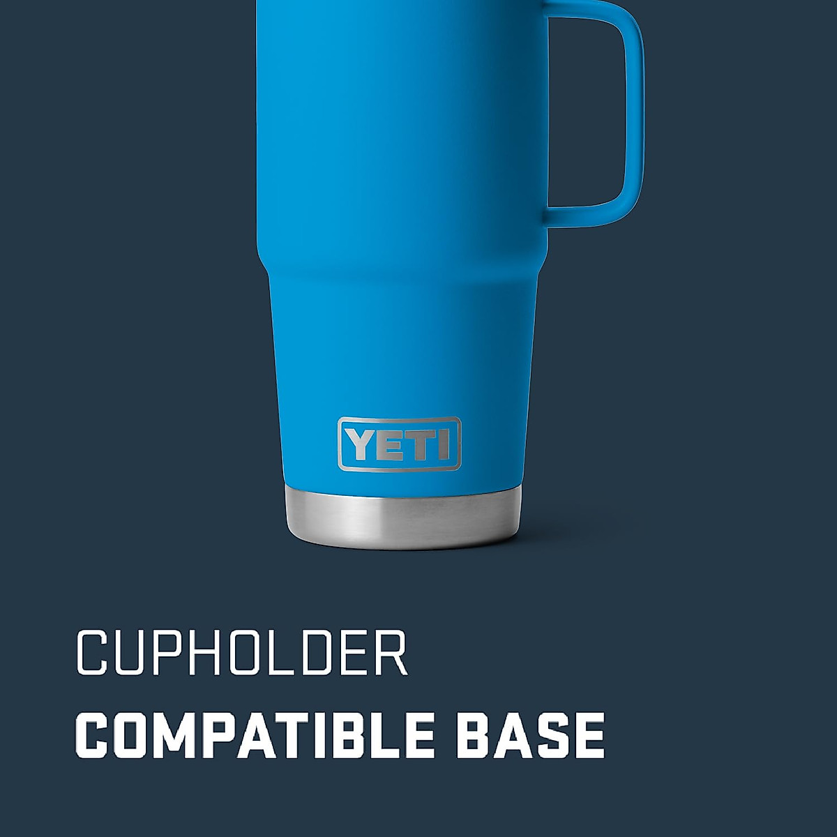 YETI Rambler 20 oz Travel Mug, Stainless Steel, Vacuum Insulated with Stronghold Lid, Big Wave Blue