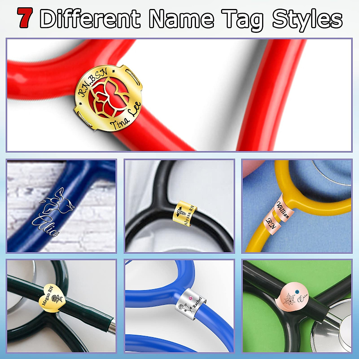 Personalized Stethoscope Name Tag Custom Stethoscope Charm Stethoscope ID Tag Customized Name Badge Accessories for Nurse Doctor RN Medical Assistant Nurses Graduation Gift