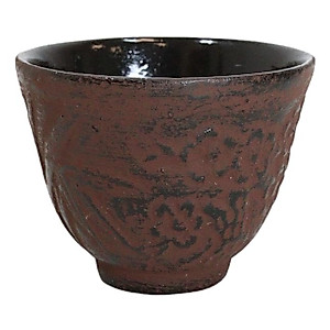 Ebros Gift Japanese Traditional Style Cast Iron Tea Bamboo Design In Red Burgundy Color Tea Cups Teacups Set Of 2 Drinkware Tetsubin Style Tea Service