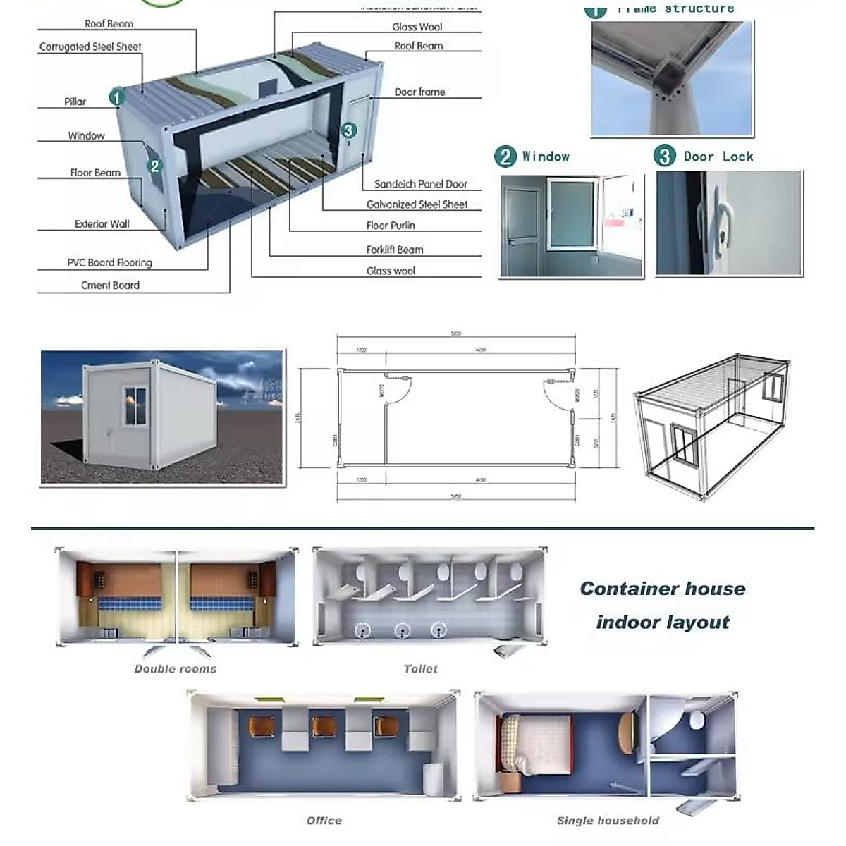 20 ft Modern Modular Prefabricated Container House 1 Bedroom 1 Bathroom 1 Kitchen - Foldable, Container, Portable House, Tiny House for Small Family.Bachelor Nest