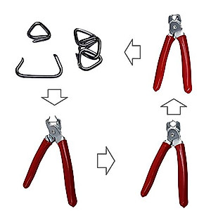 HARDK Hog Ring Pliers set Angled,300 Galvanized Hog Rings - Professional Upholstery Installation Kit