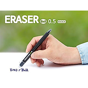 ERASER BALL 3 Color 0.38mm, Erasable Gel Pen and Refills, Black Blue Red Ink, MB-300 (5 Pens)