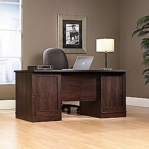 Sauder Office Port Desk, L: 65.51" x W: 29.53" x H: 29.29", Dark Alder Finish