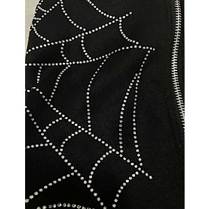 Easyoyo Men Women Y2K Rhinestone Jacket Full Zip Up Hoodies Skeleton Graphic Hooded Sweatshirt Zip-Up Hoodie