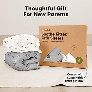 2-Pack Organic Crib Sheets for Boys, Girls - Jersey Fitted Crib Sheet, Baby Crib Sheets Neutral, Crib Mattress Sheet, Cotton Crib Sheets, Soft Baby Sheets for Crib, Unisex Crib Fitted Sheet (Woodland)