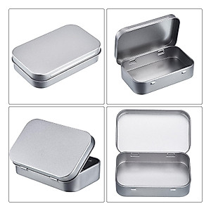 3 Pack 3.75 by 2.45 by 0.8 Inch Silver Metal Rectangular Empty Hinged Tins Box Containers with Lids Mini Portable Box Small Storage Kit, Home Organizer