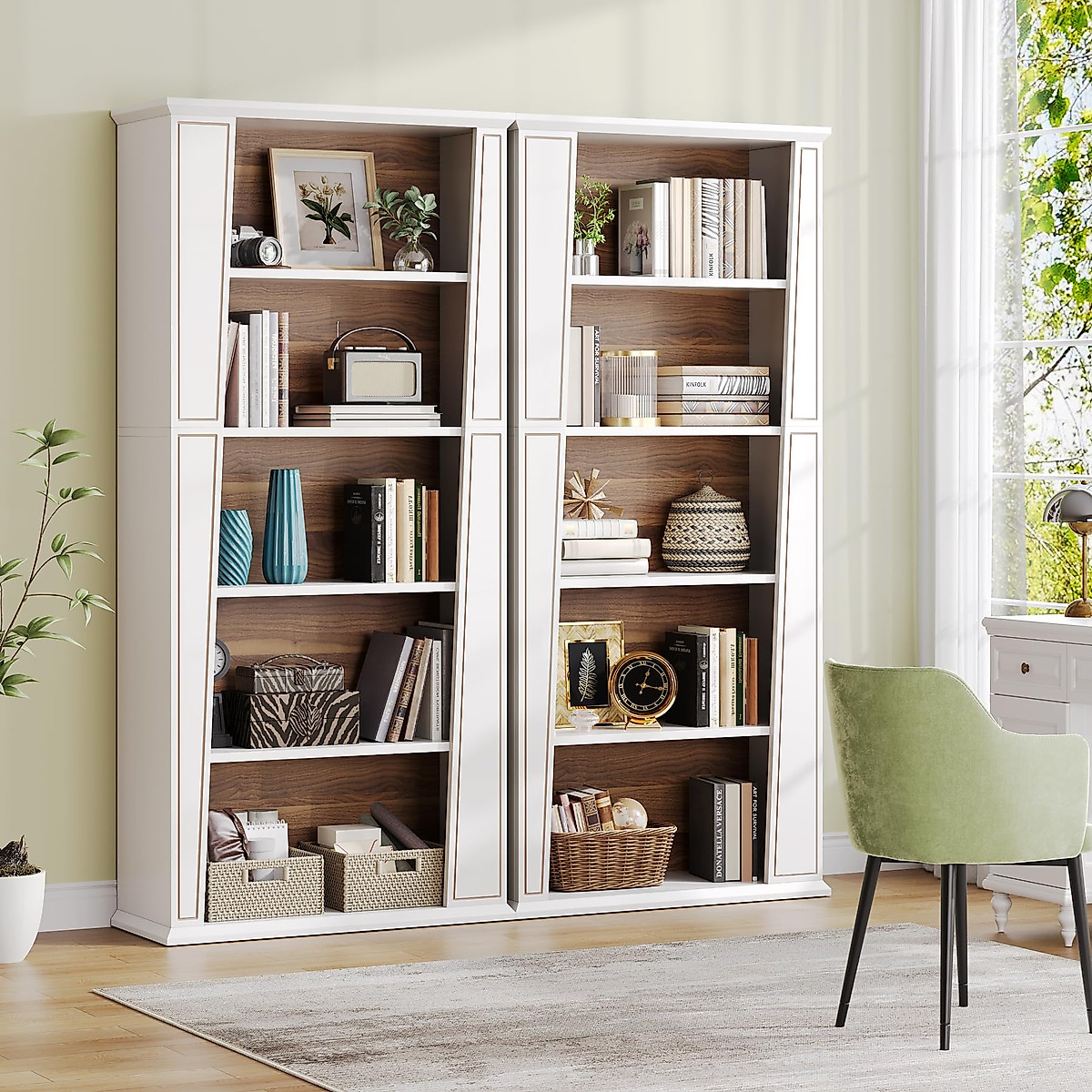 Tribesigns 70.9" Tall White Bookcase, 5-Tier Wood Bookshelf with Storage Shelves, Modern Free-Standing Library Book Shelving Unit for Living Room, Home Office (1)