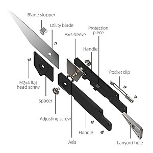 TITANER Raven Titanium EDC Folding Pocket Utility Knife - Box Cutter Suitable For Art Work, Outdoor, Hunting,Household tools (Stonewash)