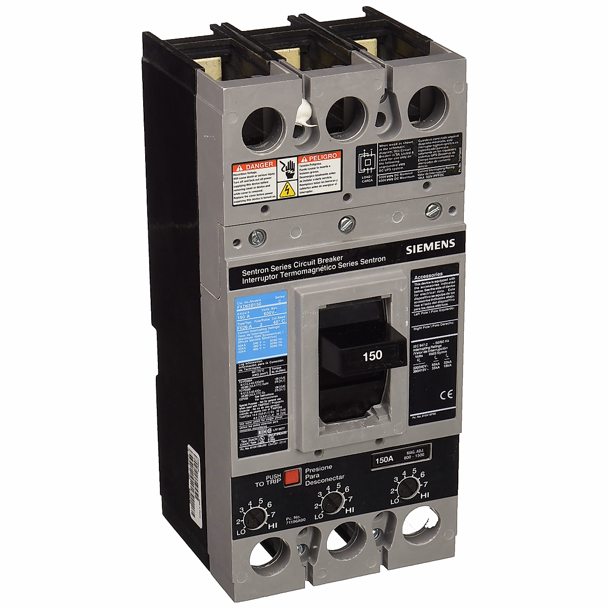 Siemens FXD63B150 150 Amp Type FXD6-A Circuit Breaker