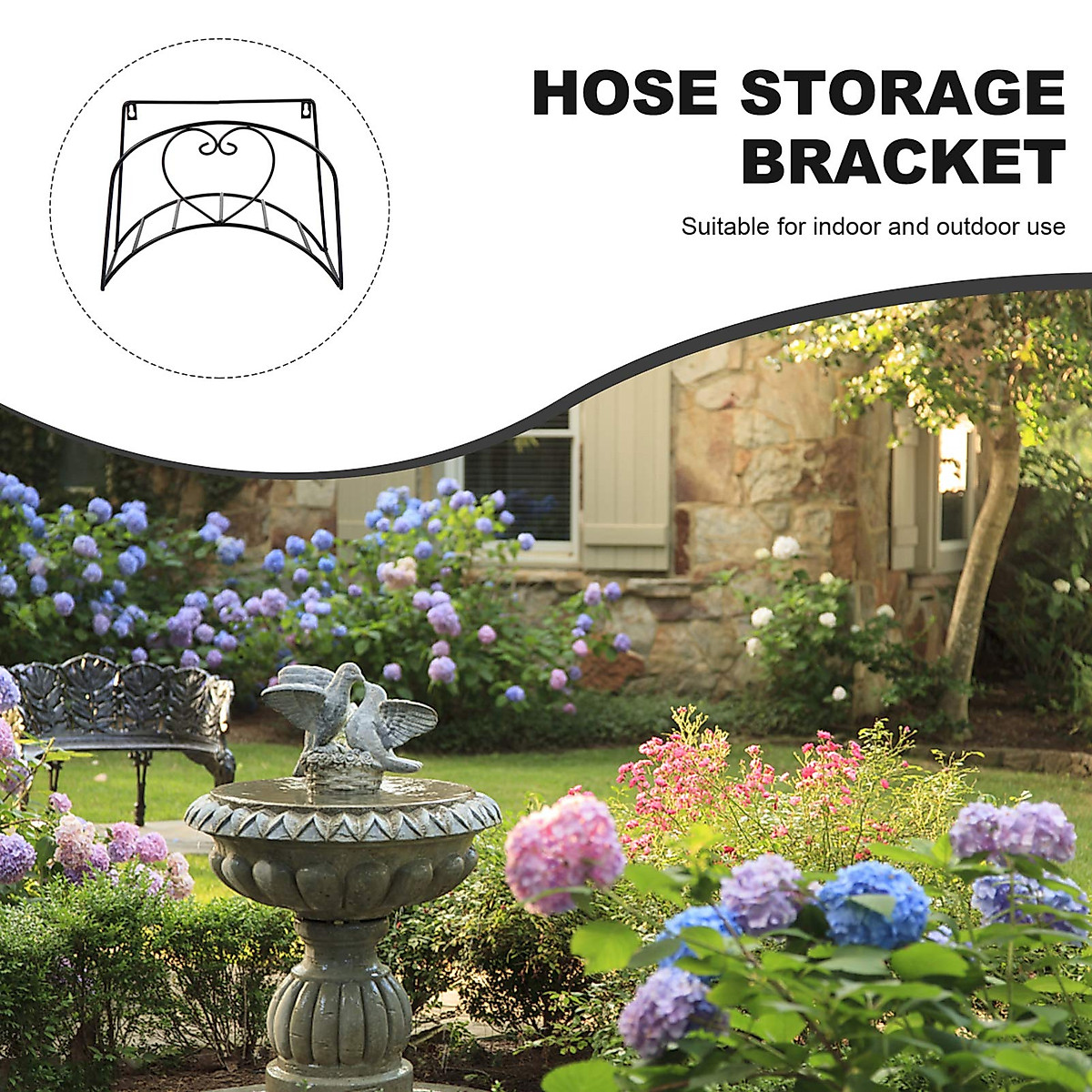 DOITOOL Hose Wrought Iron Frame Wall Hose Holder Iron Garden Hose Holder Hose Hanger Wall Hose Hook Garden Water Hose Holder Garden Hose Stand Water Hose Storage Hanger Soft Hose Work car