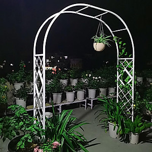 Garden Iron Arch for Climbing Plant, Black Metal Arbor Trellis,140 180 300 260 340cm Wide Steel Frame Archway White, Roses Vines Pergola (Color : White, Size : 102" W x 91" H)