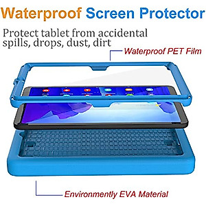 BMOUO Kids Case for Samsung Galaxy Tab A7 10.4 inch 2022/2020 (SM-T500/T503/T505/T507) - with Built-in Screen Protector, Shockproof Light Weight Handle Stand Galaxy Tab A7 10.4 Case for Kids, Blue