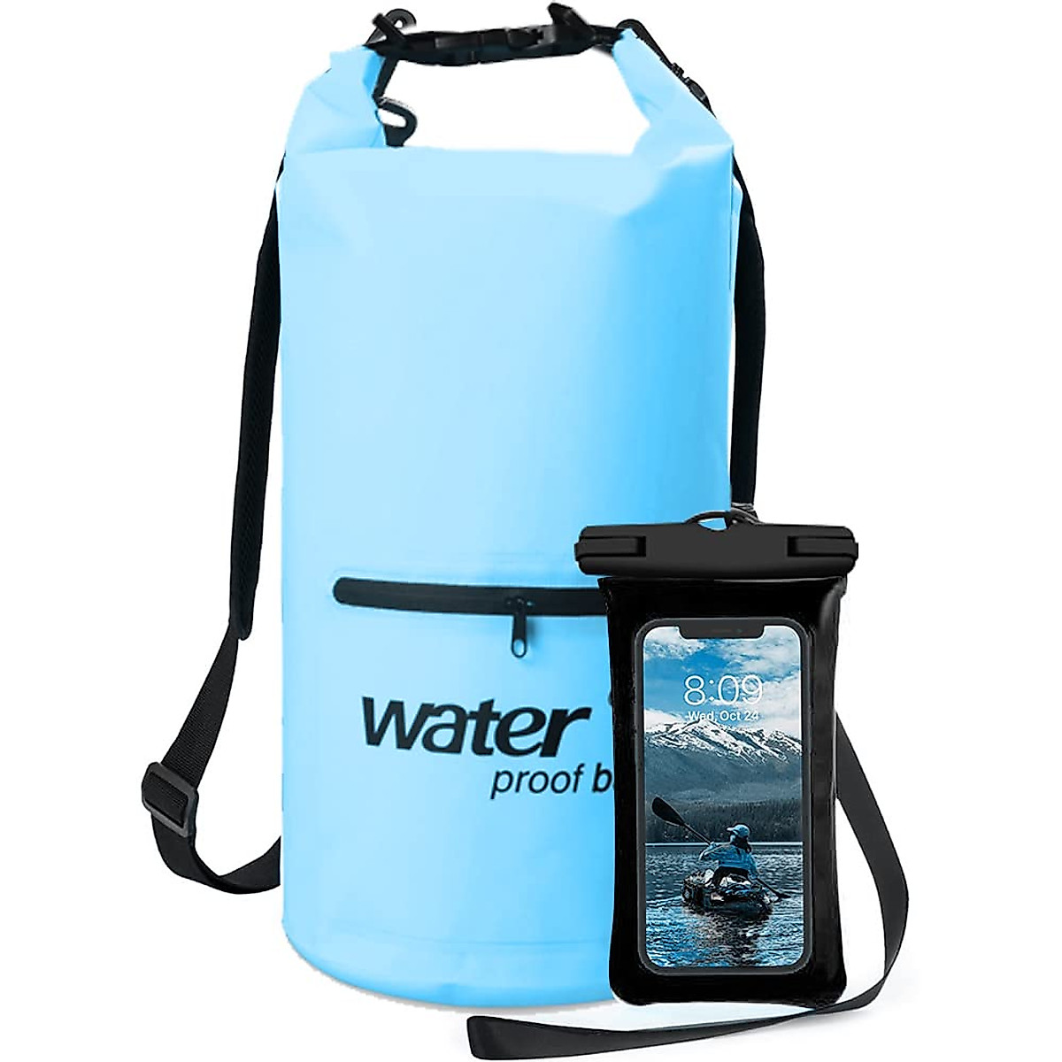 AIKSENT Dry Bag 20L waterproof bag with cellphone bag to Keep Gears dry for Kayaking, beach rafting, boating, hiking, Camping (Blue)