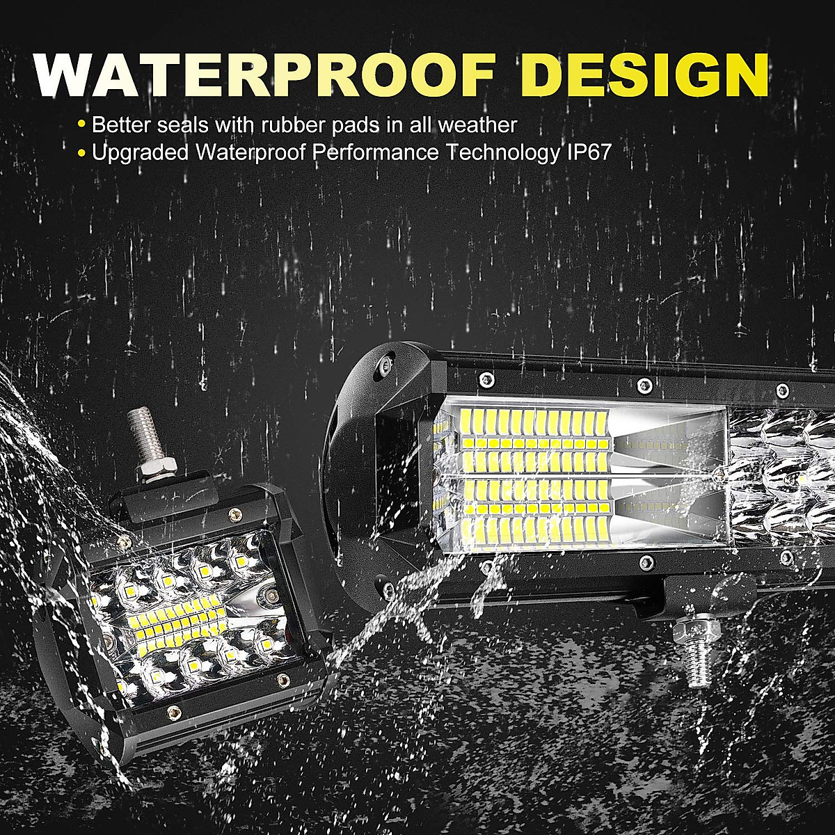 TURBO SII 20" Grille LED Light Bar Triple Row 288W Flood Spot Combo Beam Led Bar W/ 2Pcs 4in 60W Off Road Driving Fog Lights Rocker Switch Wiring Harness for Jeep Trucks Polaris ATV UTV Boat Lighting