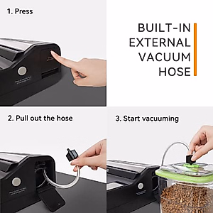 Wevac Vacuum Sealer Machine | Built-in Bag Roll Saver (up to 50’) and Cutter | Double Heat Seal | Dual Pump | Auto Lock | Commercial Grade | Ideal for Food Saving