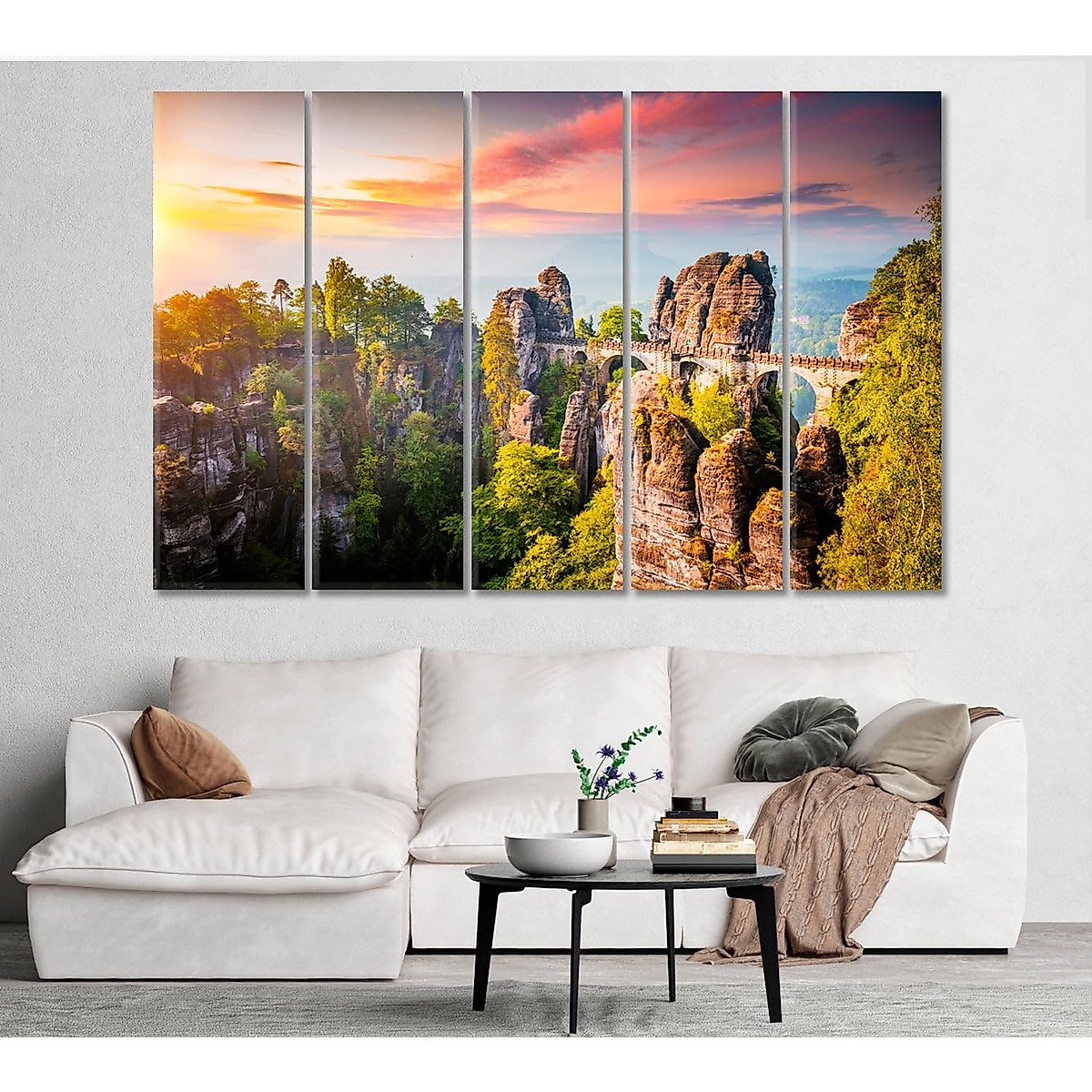 Elbe Sandstone Mountains Germany Canvas Print 1 Panel / 36x24 inches