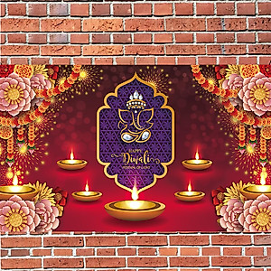 KYMY Happy Diwali Backdrop, Happy Diwali Festival Banner with 70.8X43.3inch, India Festival of Lights Backdrop, Diwali Party Supplier for Diwali Photography Background Party Decoration