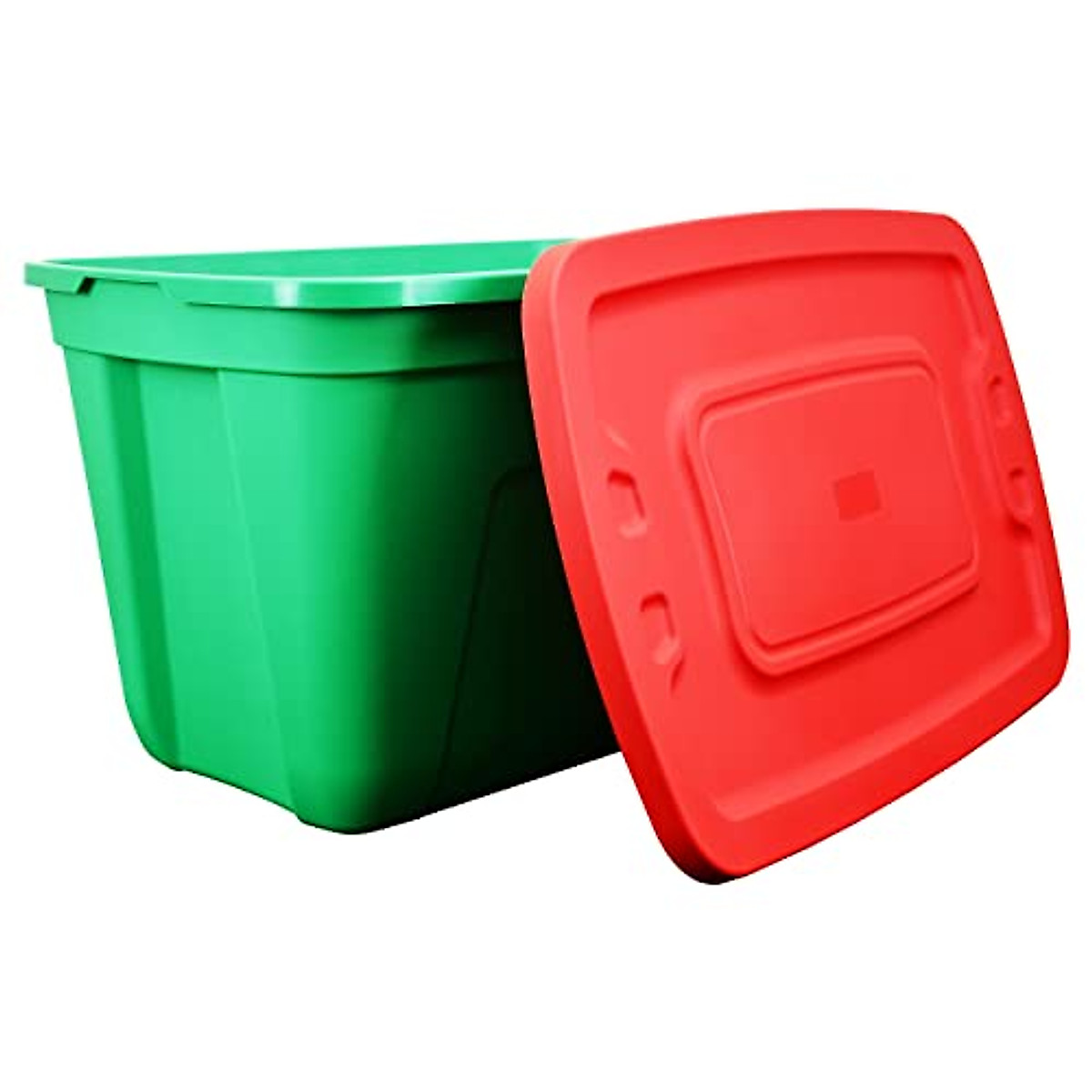 SIMPLYKLEEN 4-Pack Christmas Storage Totes with Lids (Red/Green), 18-Gallon (72-Quart) Organization Bins, 25.50" x 17.00" x 15.25", Holiday Organizer, Plastic Storage Container Made in the USA