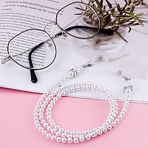 OCR White Pearl Beaded Eyeglass Chain, Acrylic Pearl Glasses Lanyard Sunglasses Chain Eyewear String Holder for Women