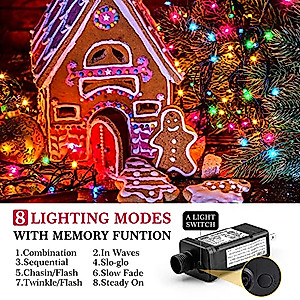 Areker 1000LED Christmas Lights Outdoor, 328ft Christmas Tree String Lights with Timer Function 8 Modes, Multicolor Christmas String Lights Plug in for Christmas Tree Party Wedding Halloween Garden
