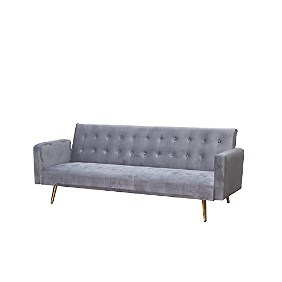 Kingway SF-6005 Convertible Futon, Velvet Couch Sofabed, L76,W37.8,H22.8, Gray Sleeper