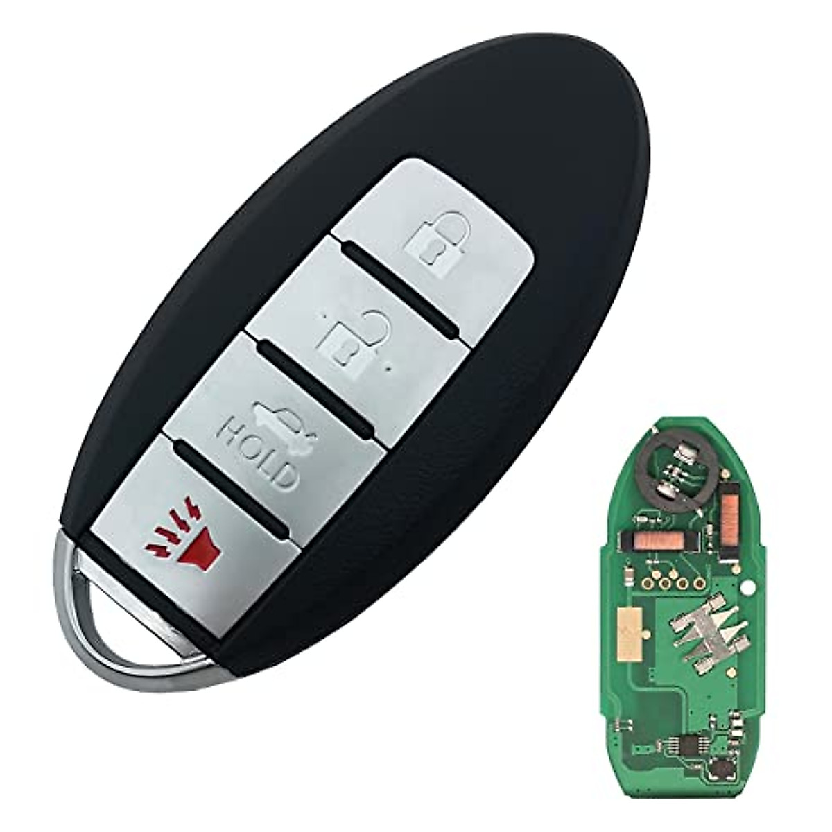 4 Buttons Keyless Remote Car Key Fob Fit for Nissan Altima 2007 2008 2009 2010 2011 2012 Maxima 09-2013 2014 Murano 370Z Infiniti EX35 FX35 G37 G25 Smart Proximity KR55WK48903, KR55WK49622 (Silver)